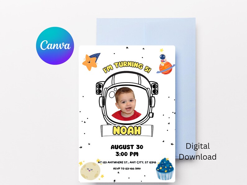 Outer Space Birthday Invitation | Editable Astronaut Party Template ...