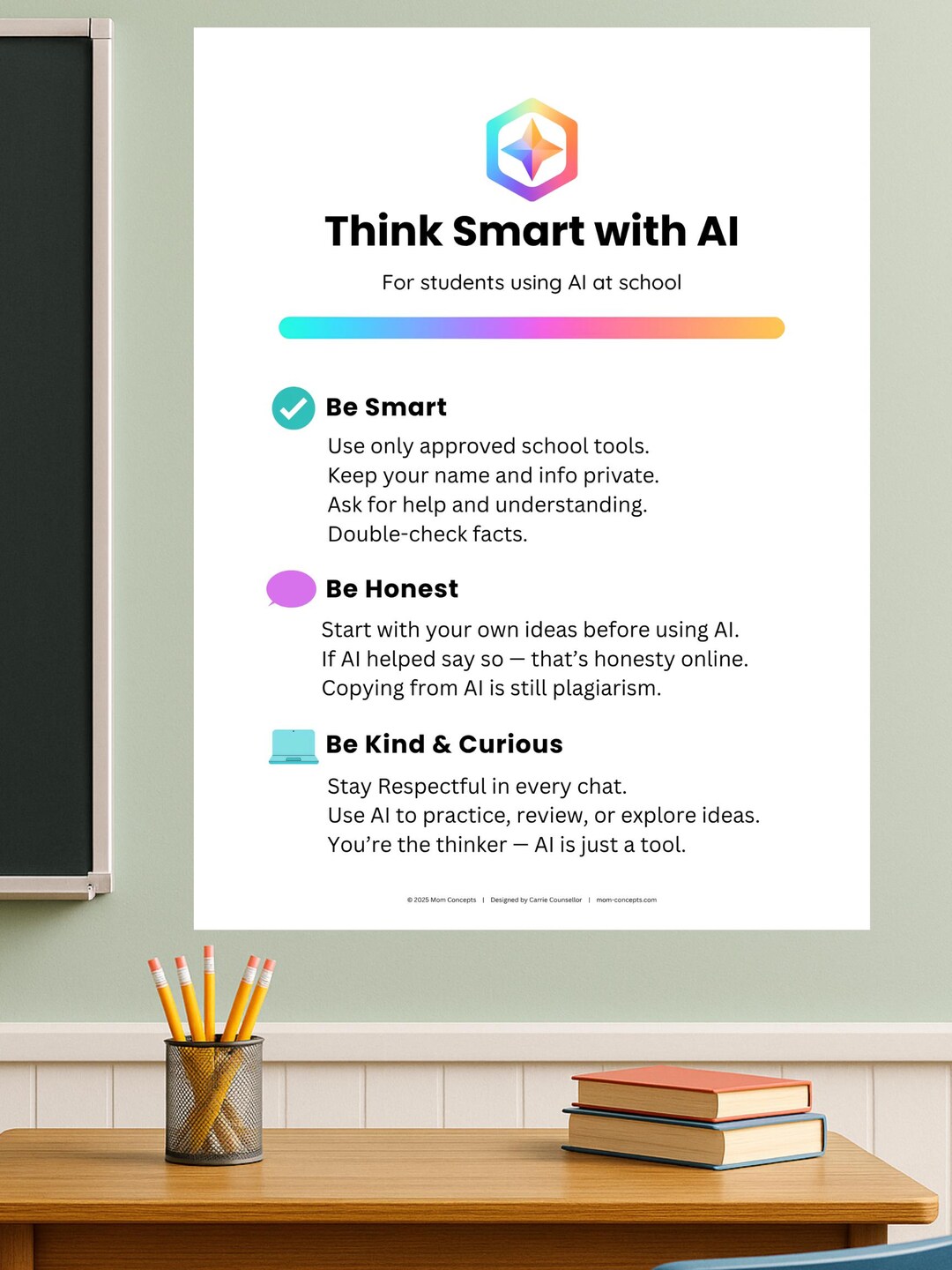 Digital Citizenship: Think Smart With AI Poster - Etsy