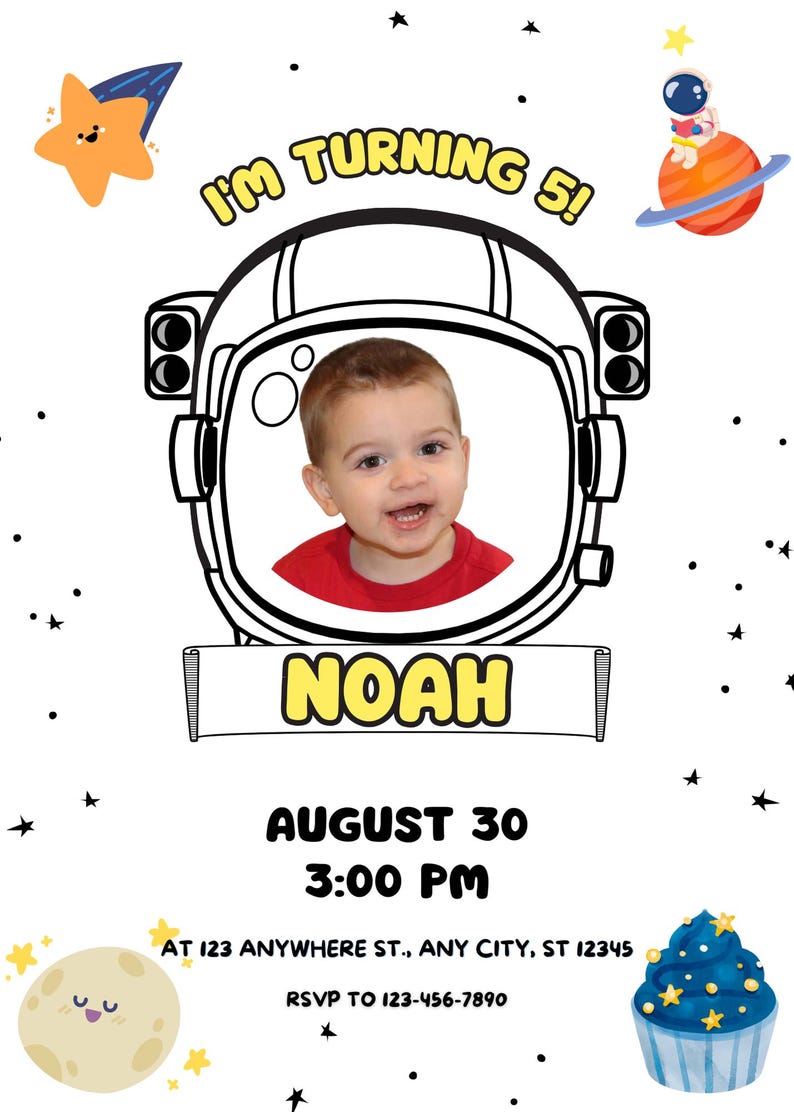 Outer Space Birthday Invitation | Editable Astronaut Party Template ...