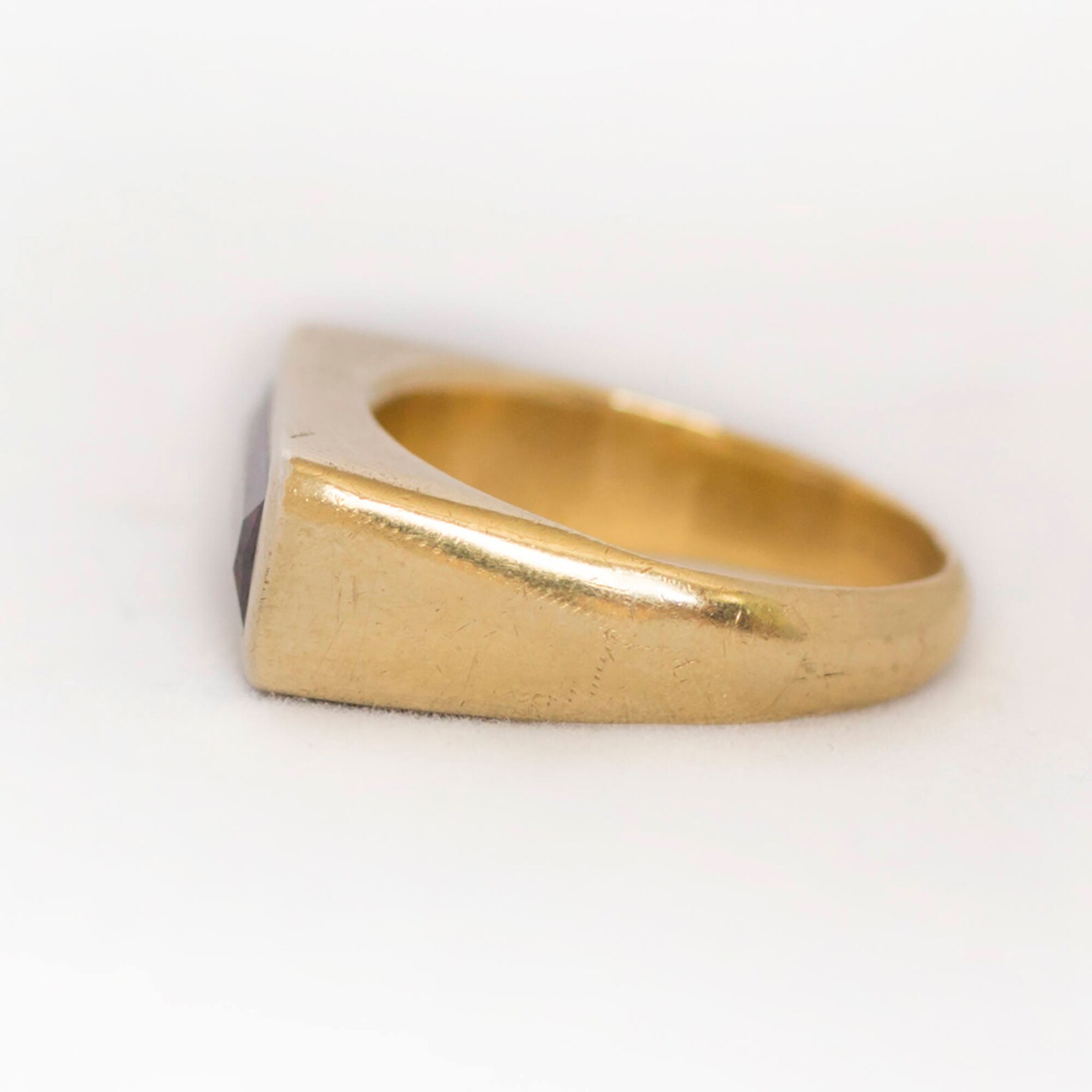 14k Gold Signet Ring Garnet Signet Ring Best Unisex 14k | Etsy