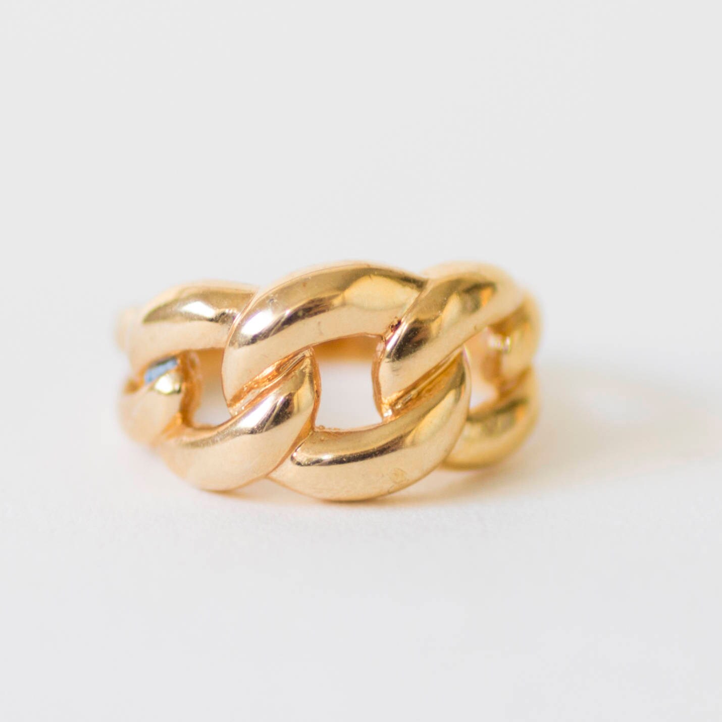 14k Solid Gold Curb Link Ring Gold Chain Ring Classic Gold | Etsy