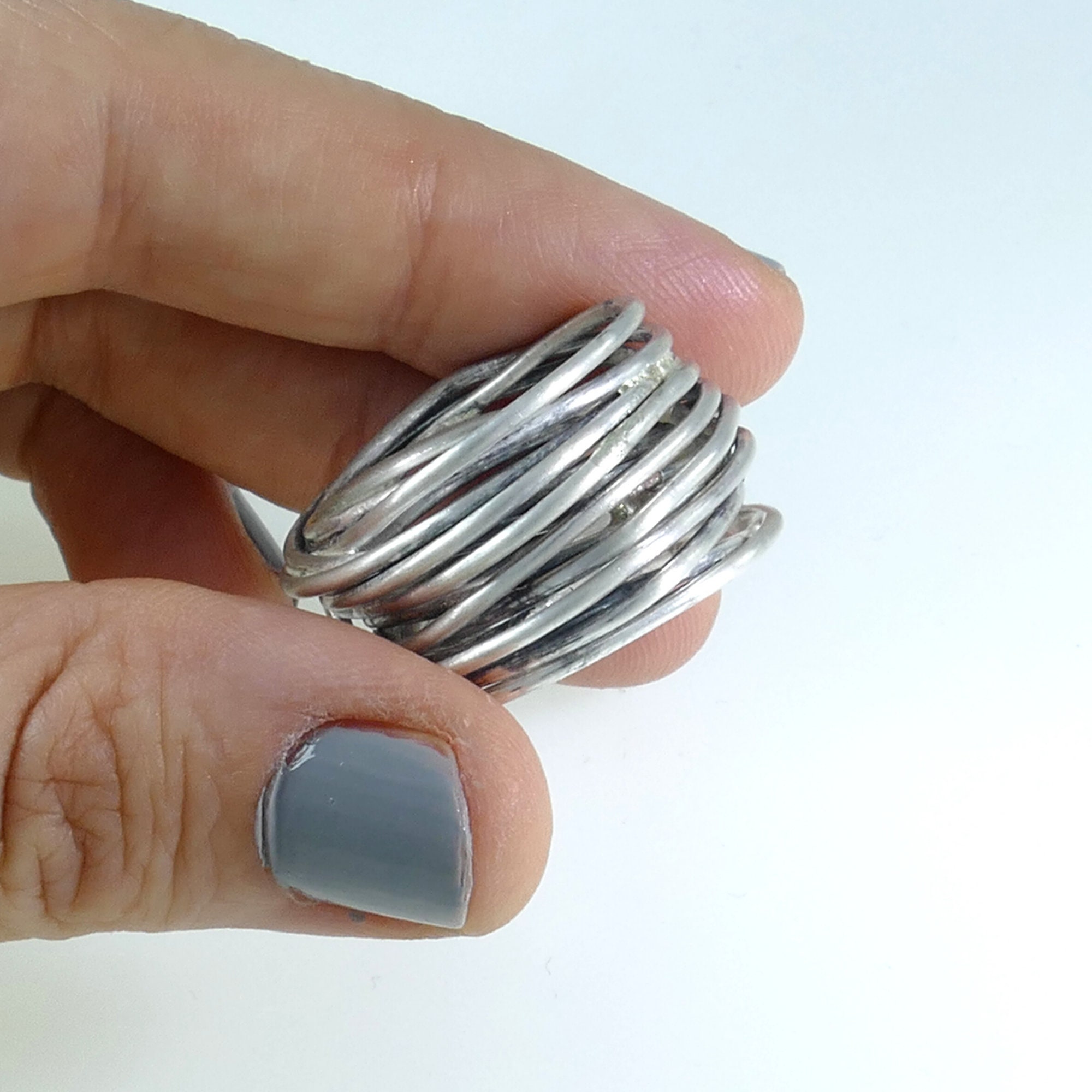 Sterling Silver Boho Artisan Wire Ring Multi Wire Ring From | Etsy