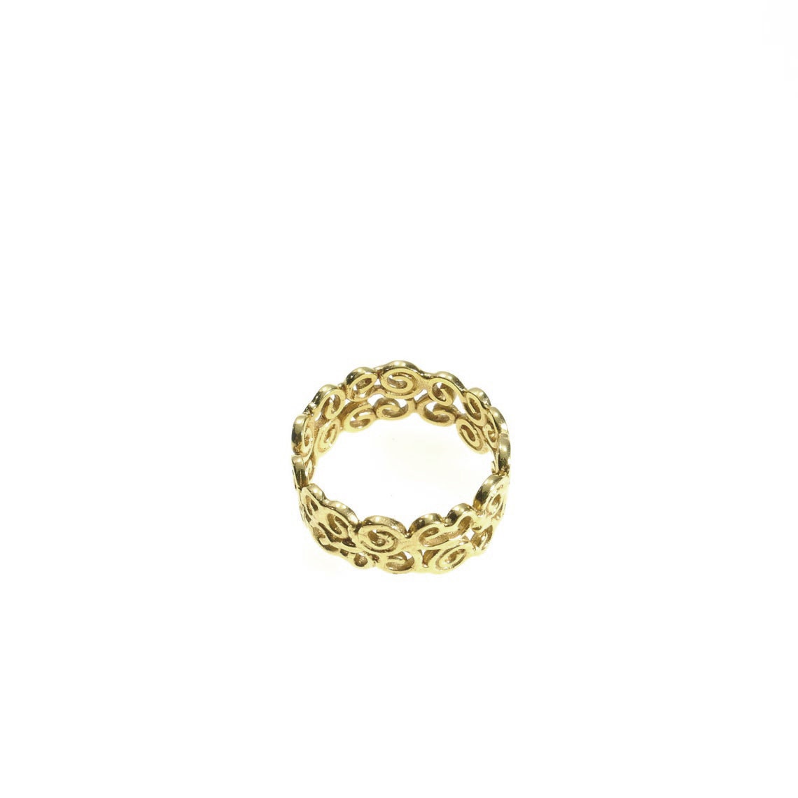 Size 7 1/4 14k Wide gold ring. Gold filigree spiral ring. | Etsy