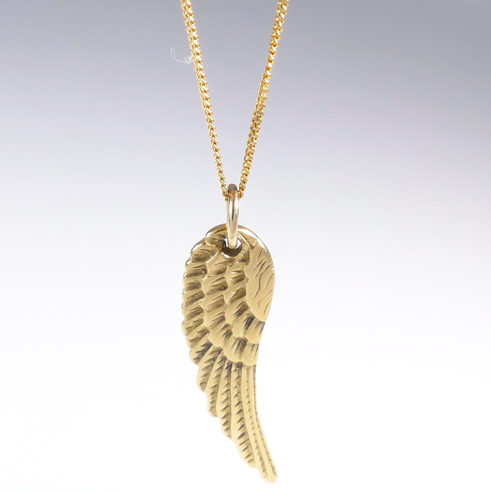 Handmade Artisan 14k Gold Guardian Angel Wing Necklace. Carved - Etsy