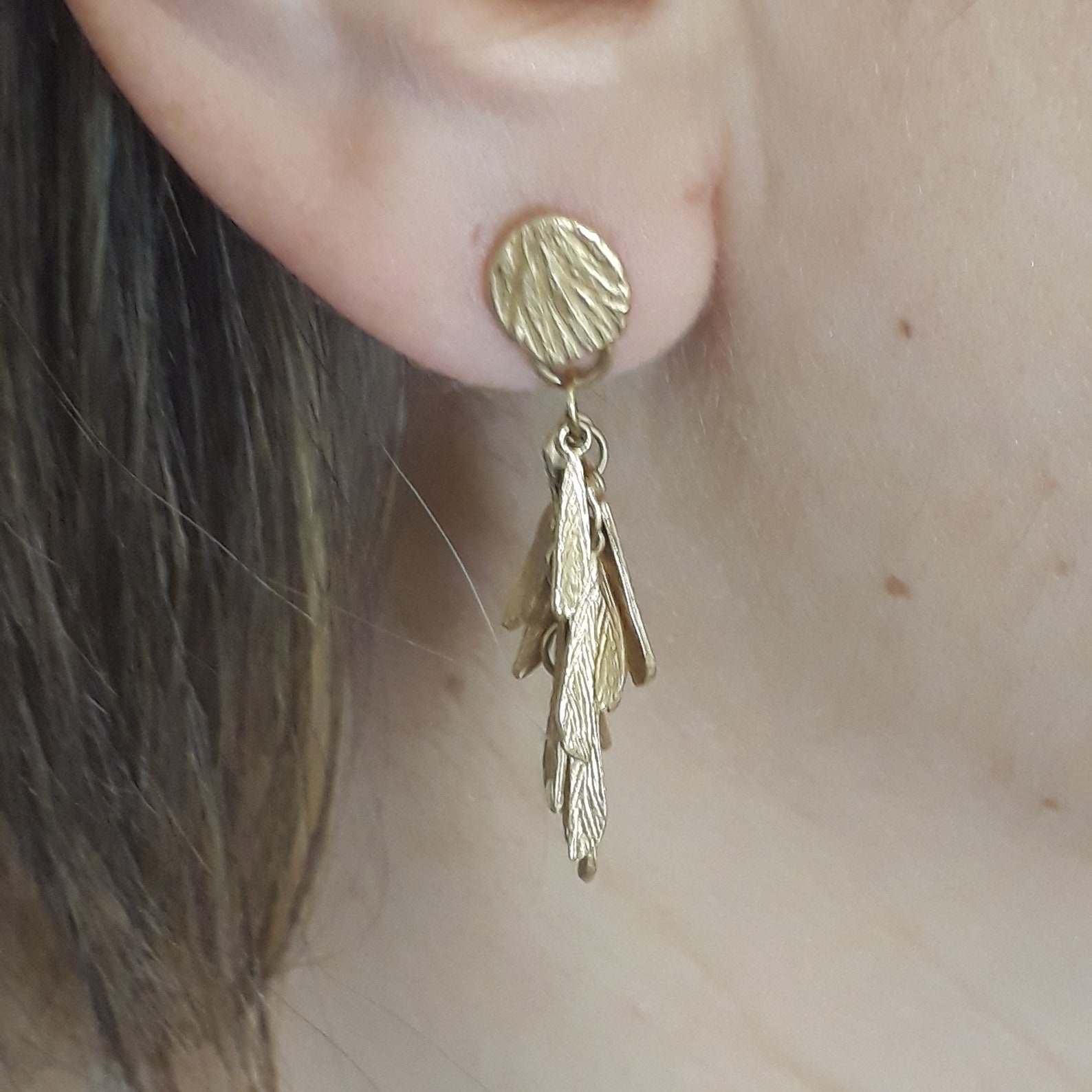 14k Solid Gold Dangle Earrings 14k Gold Drop Earrings Gold | Etsy