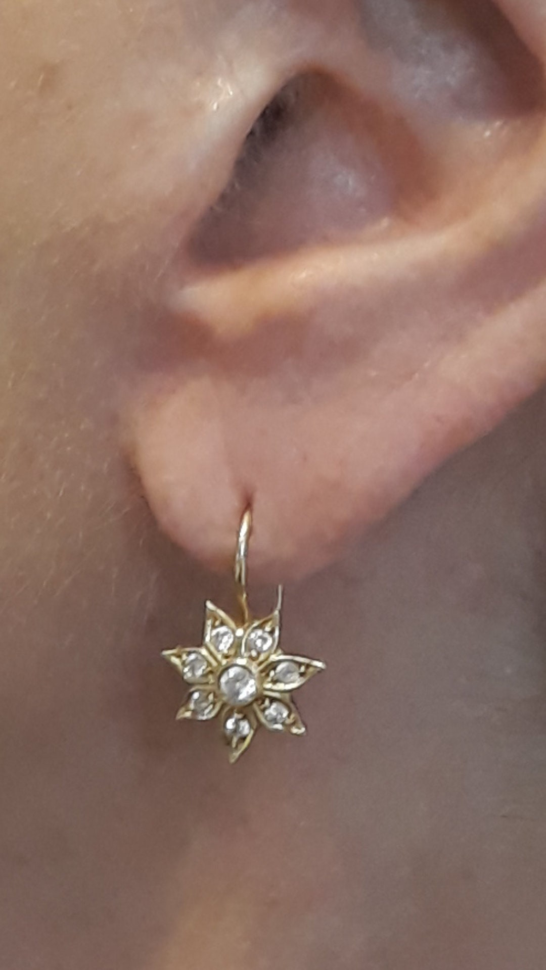 14k Gold Star Flower Earrings Gold Flower Earrings 14k - Etsy