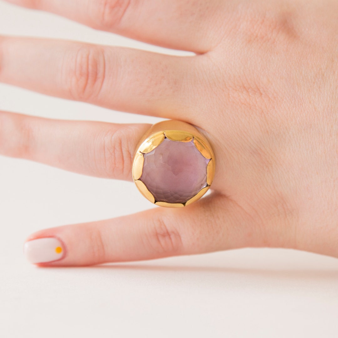 18k Solid Gold Unique Statement Ring, 18k Gold Flower Ring, 18k Gold ...