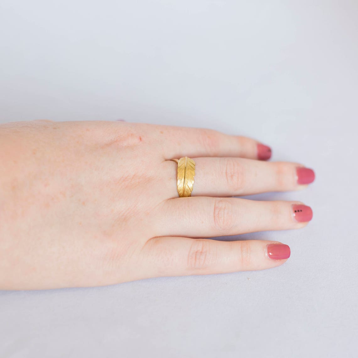 14k Solid Gold Feather Ring Dainty Gold Feather Ring Wedding - Etsy