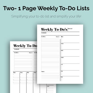 Weekly to Do Lists Planner, Simple Minimal To-to List, Printable ...