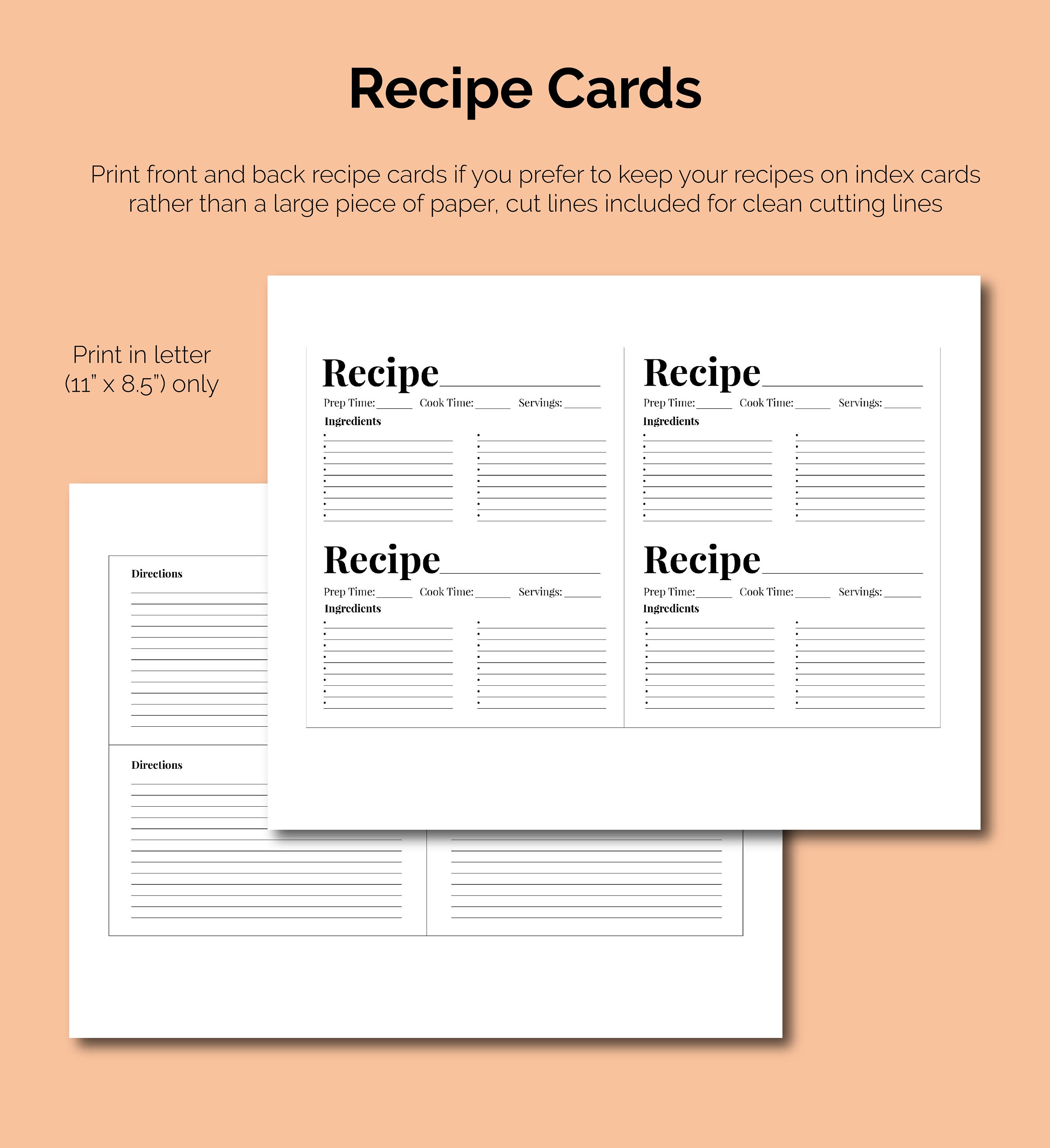 MEAL PLANNER Grocery List Pdf | Recipe Cards | Week Planner Food ...