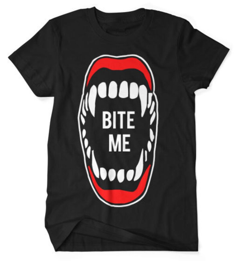 Bite Me Fangs Tshirt Black S M L XL XXL XXXL - Etsy