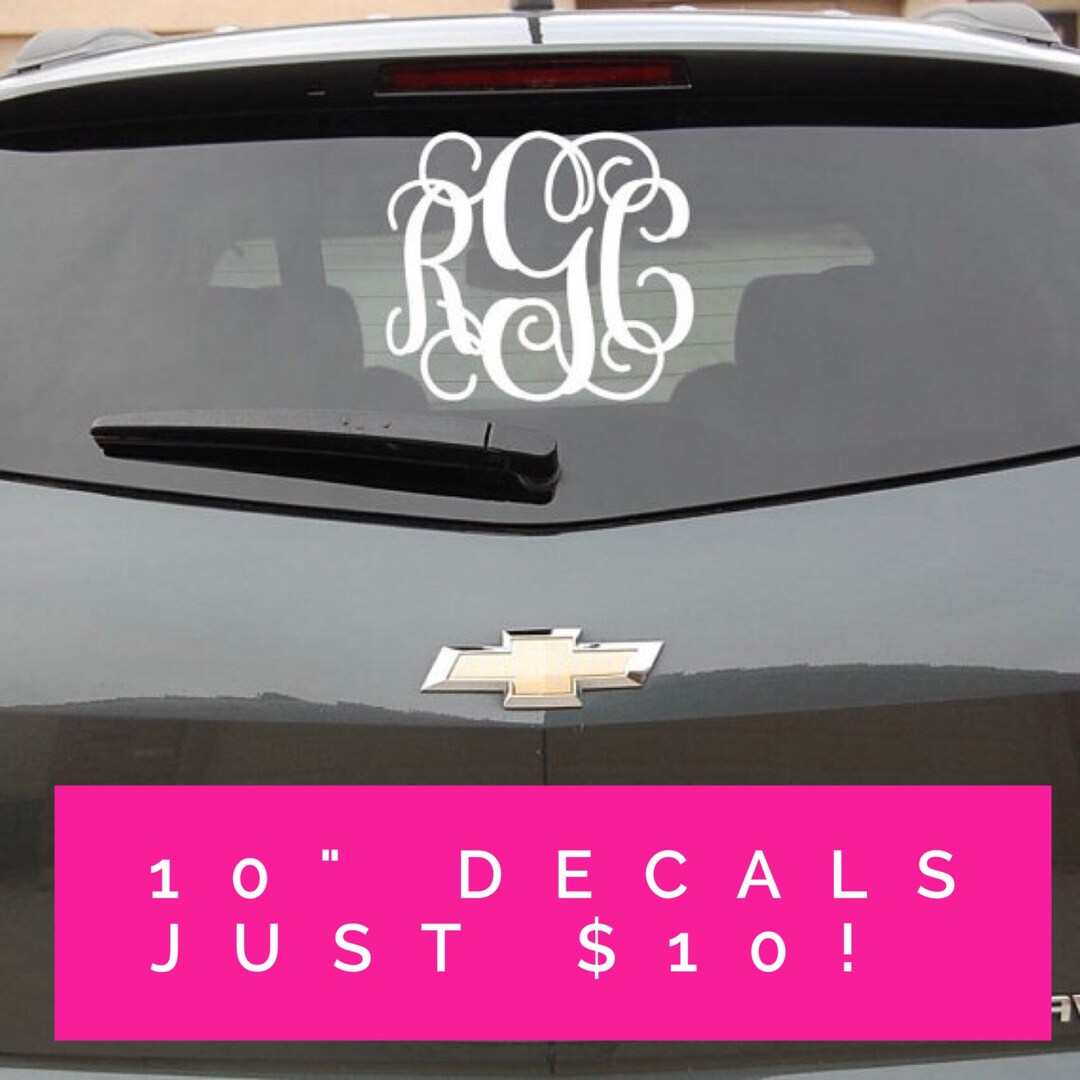 10 MONOGRAM CAR DECALS - Etsy