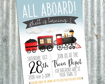 All Aboard Birthday Invitation | Etsy