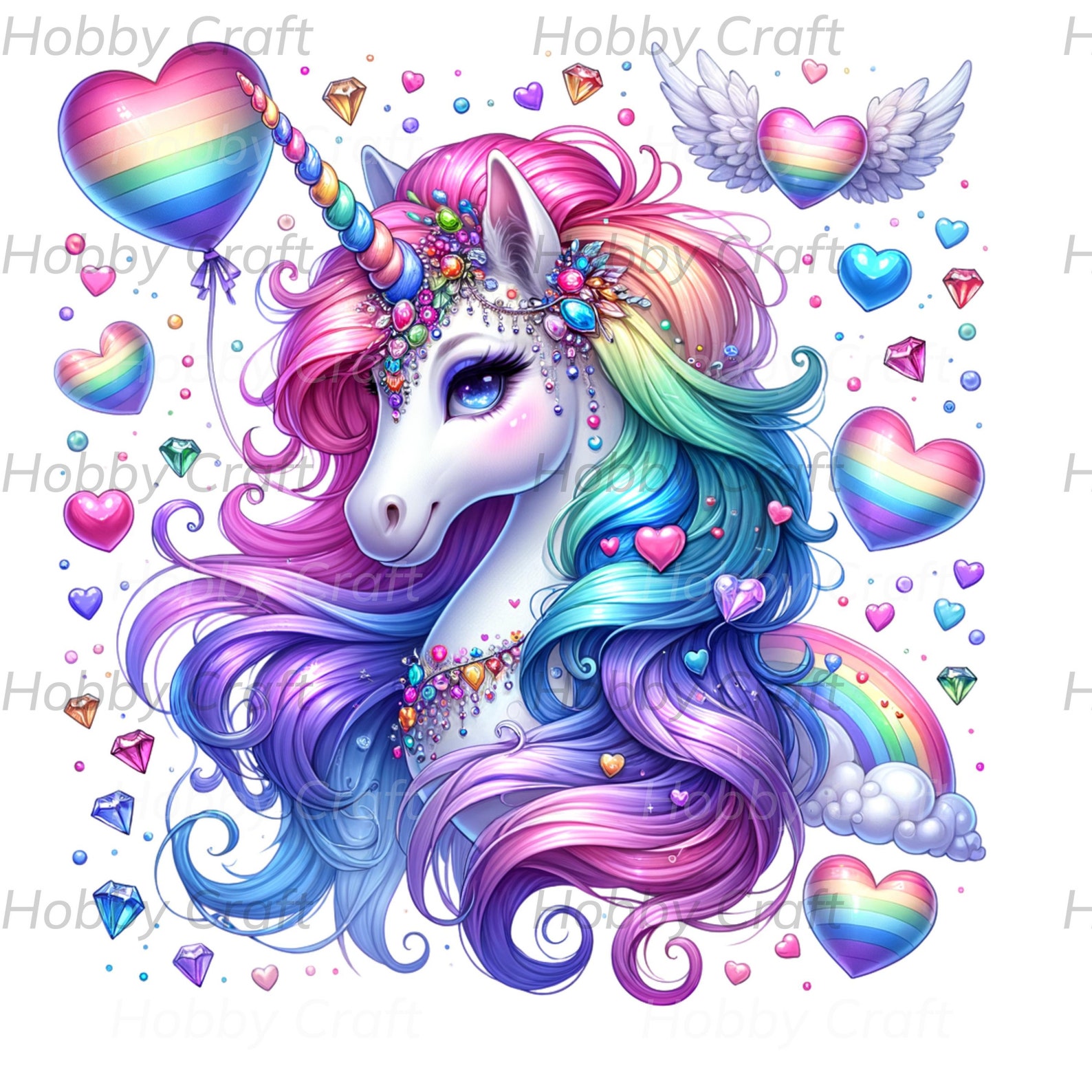 Magical Rainbow Unicorn Clipart - Instant Download Sublimation Design ...