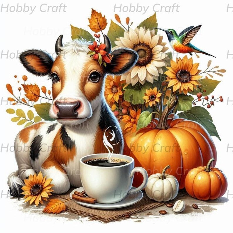 Charming Cartoon Cow Clipart for Cozy Autumn Designs - Perfect for ...