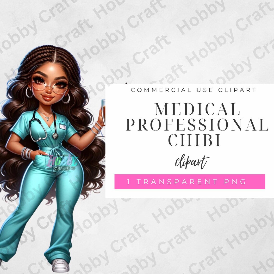 Chibi Nurse Digital Downloand Medical Professional Watercolor Crafts ...