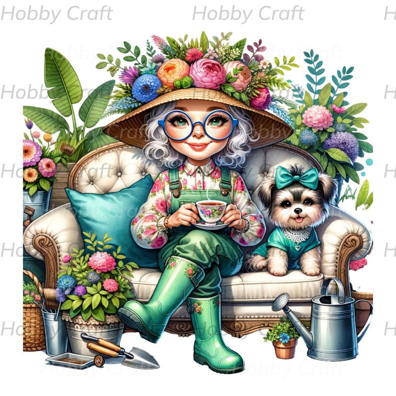 Whimsical Grandma Garden Clipart Instant Download Sublimation Art for ...