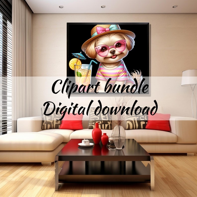 Summer Dog Clipart - Instant Download Sublimation Design - Adorable ...