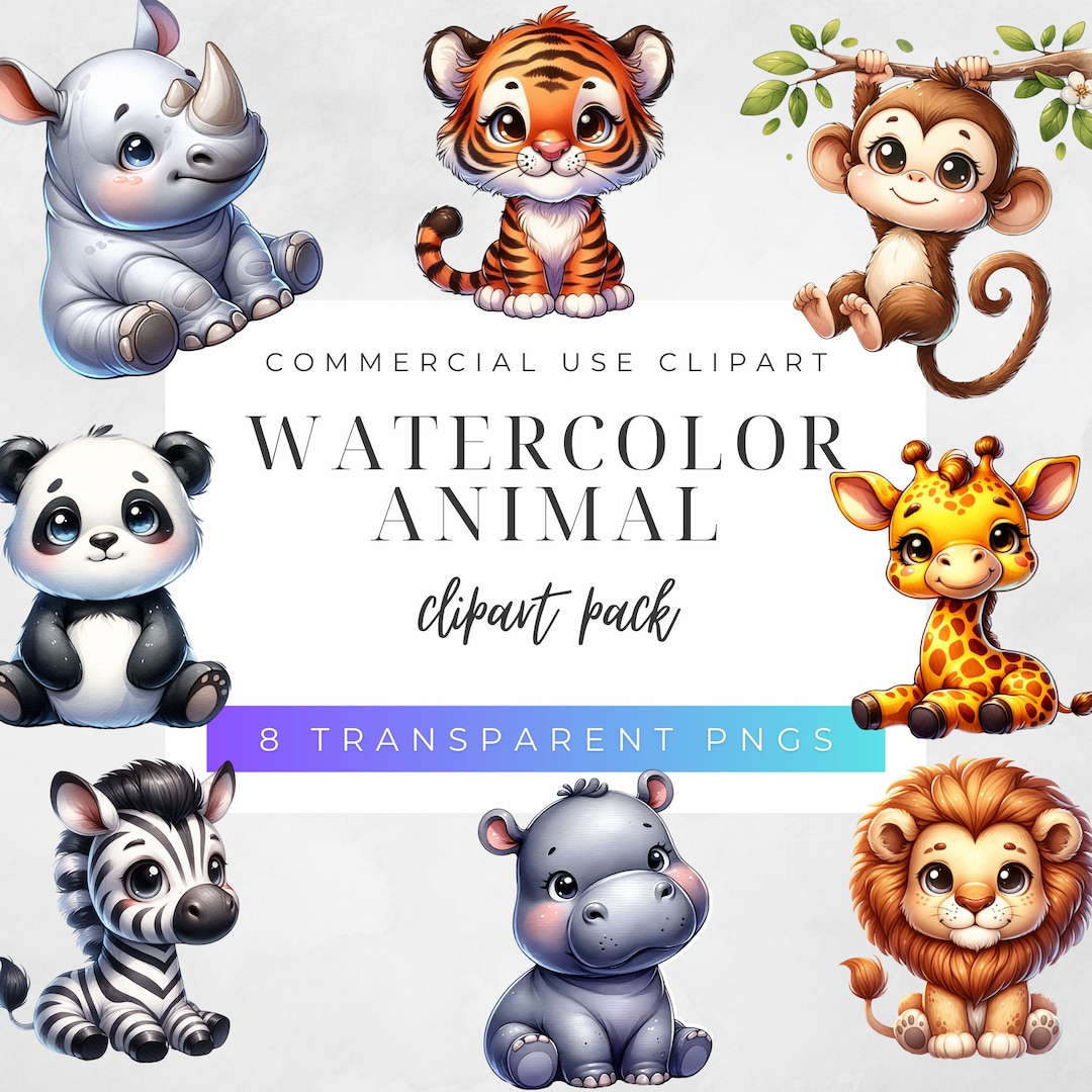 Set Digital Download Clipart Watercolor Animal Bundle, Pet ...