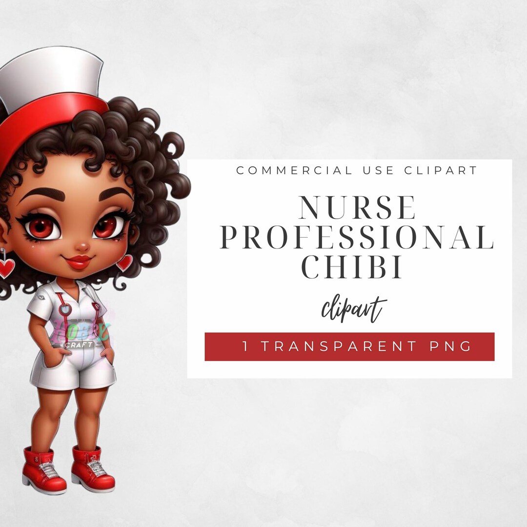 Cartoon Nurse Chibi Clipart: Fun Sublimation Design (instant Download ...