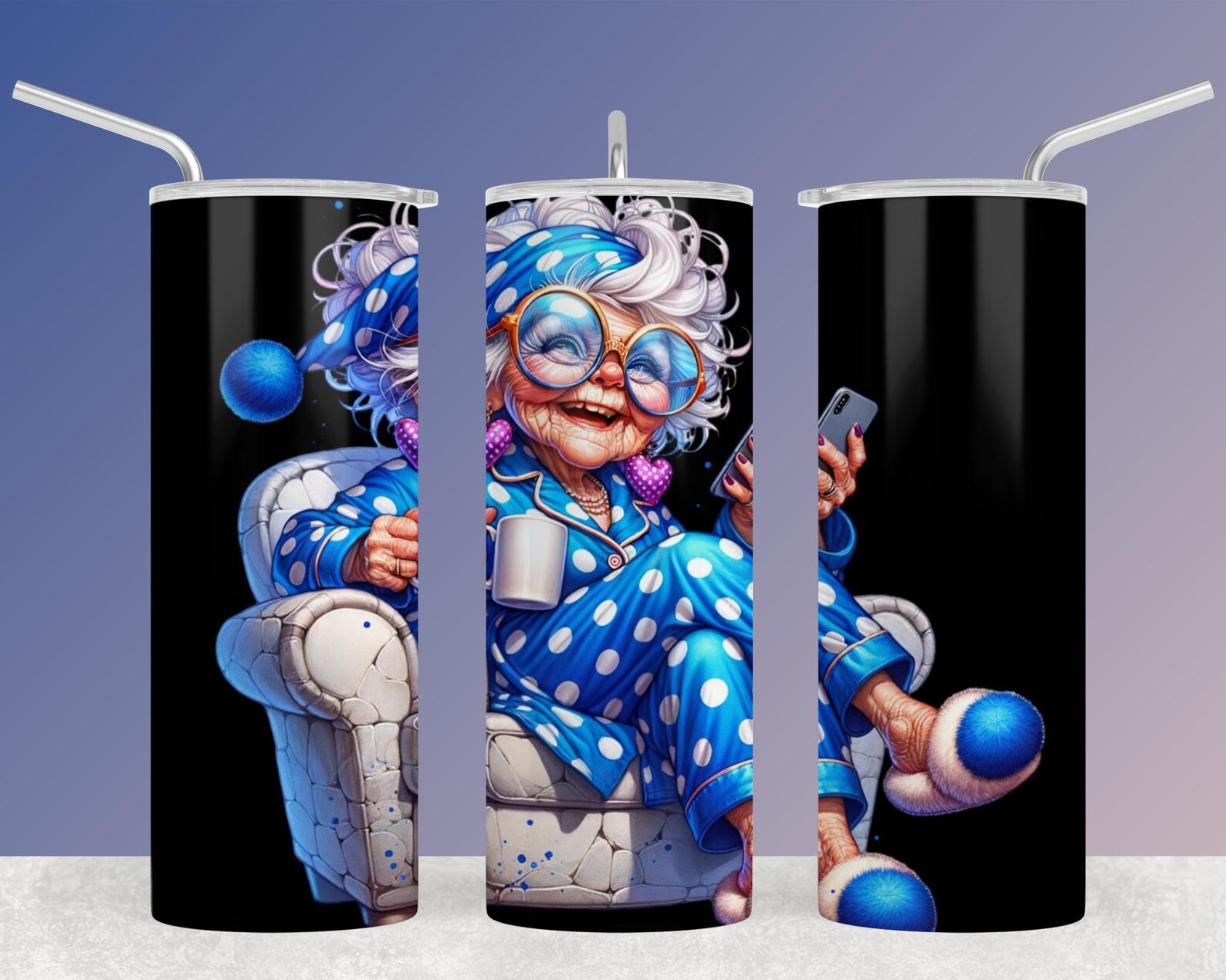 Chibi Cute Granny Pajamas Clipart - Digital Grandma Art for Sublimation ...