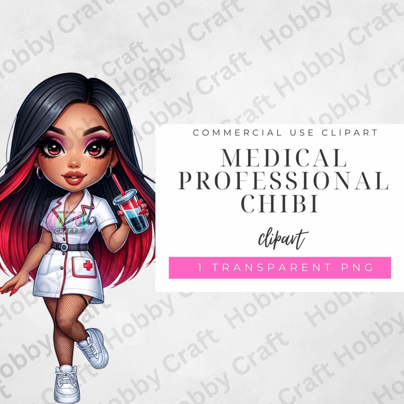 Chibi Nurse Clipart: Watercolor Medical Professional (PNG Digital Art ...