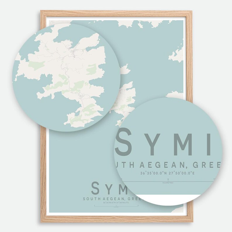 SYMI Greek Islands Greece Map Print Wall Art Poster Wall | Etsy