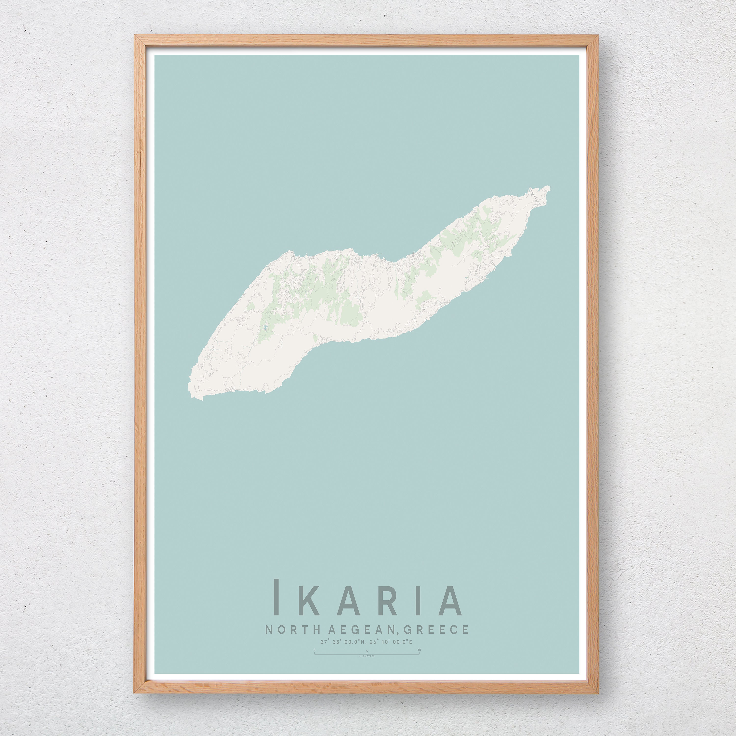 ICARIA Greece Map Print Ikaria Greek Islands Travel Print - Etsy