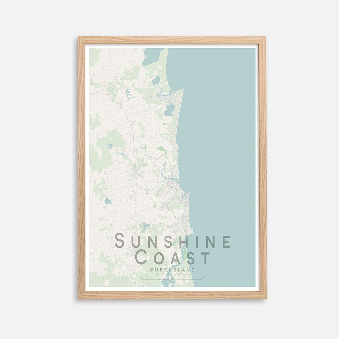 Sunshine Coast Map Print Wall Art Poster Wall Decor A3 - Etsy