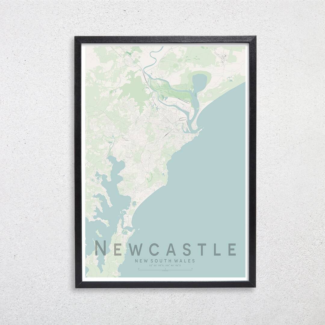 Newcastle Map Print Apartment Wall Art Travel Poster Housewarming Gift ...