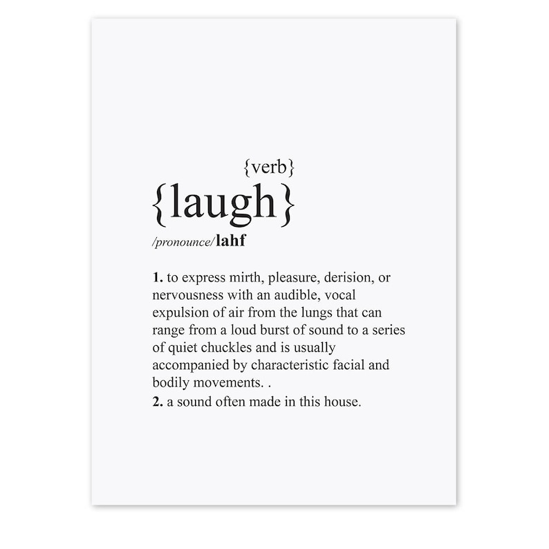 Laugh Dictionary Definition Quote Print Wall Art Room Decor | Etsy