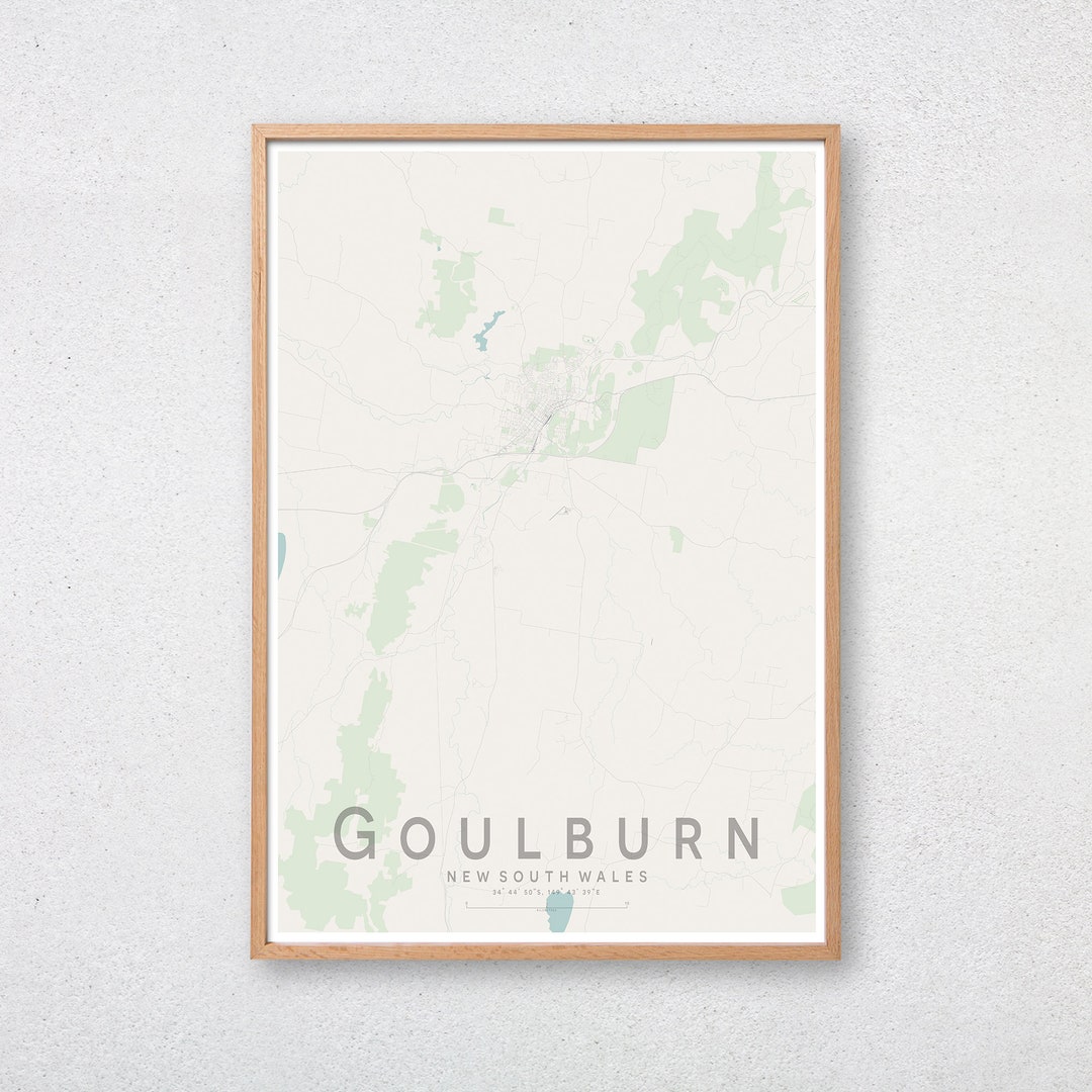 GOULBURN Map Print New South Wales City Map Housewarming - Etsy