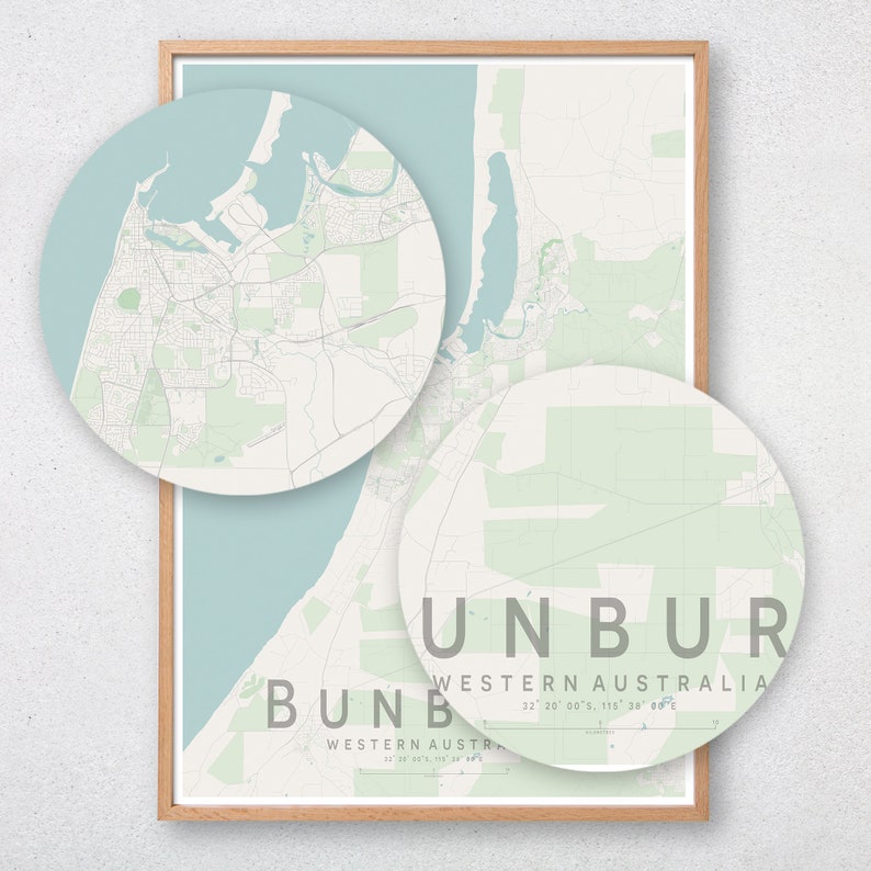 Bunbury WA City Street Map Print Wall Art Poster Wall - Etsy Sweden