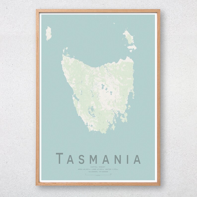 TASMANIA Map Print | Australian State Map Print | Wall Art Poster ...