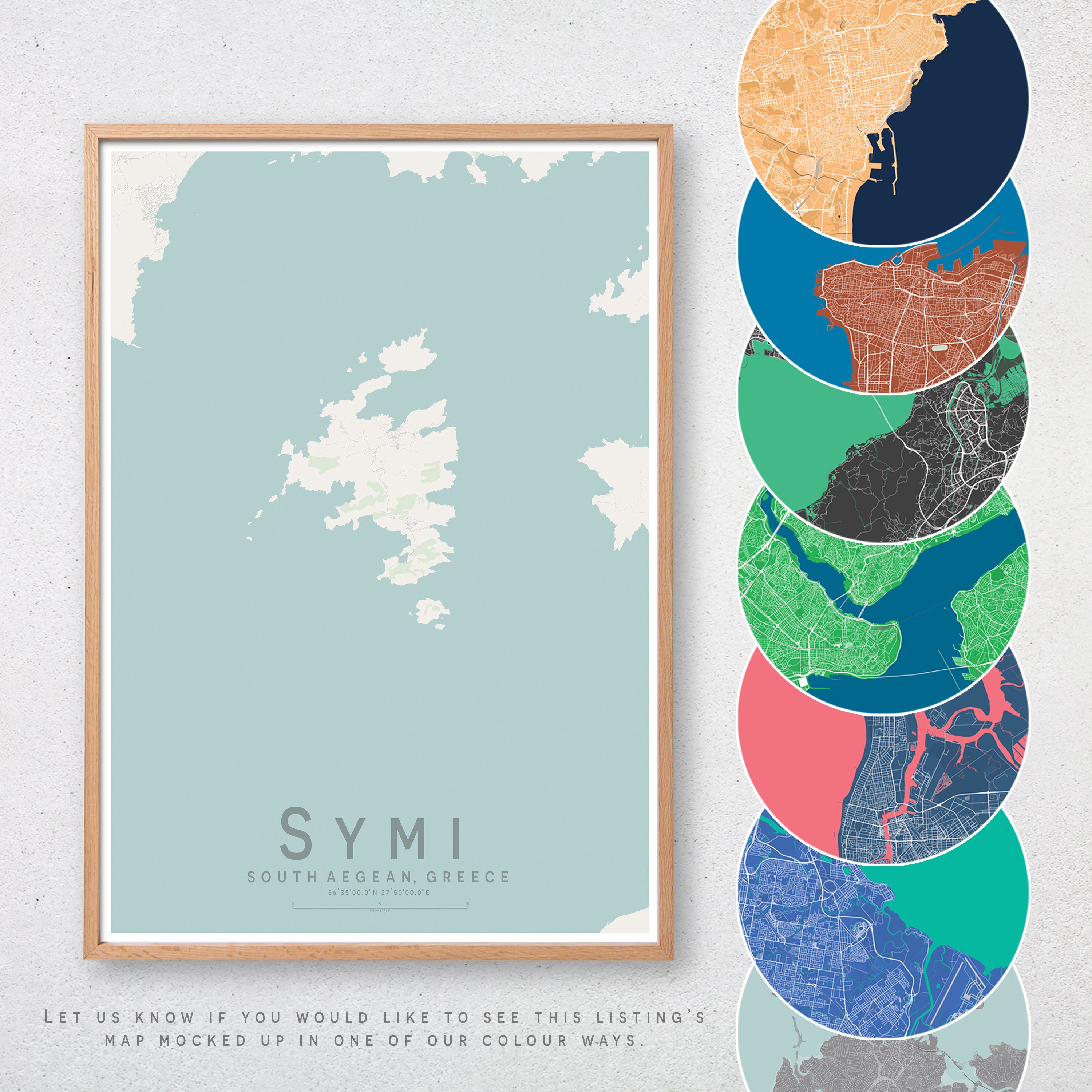 SYMI Greek Islands Greece Map Print Wall Art Poster Wall - Etsy