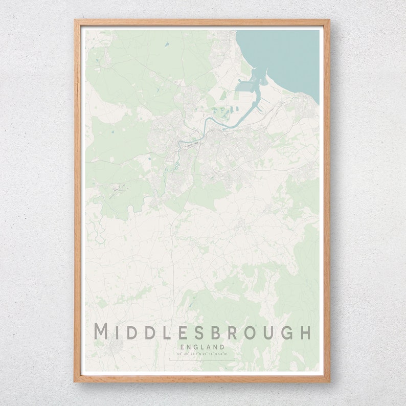MIDDLESBROUGH Map Print England UK City Map Print Wall Art - Etsy