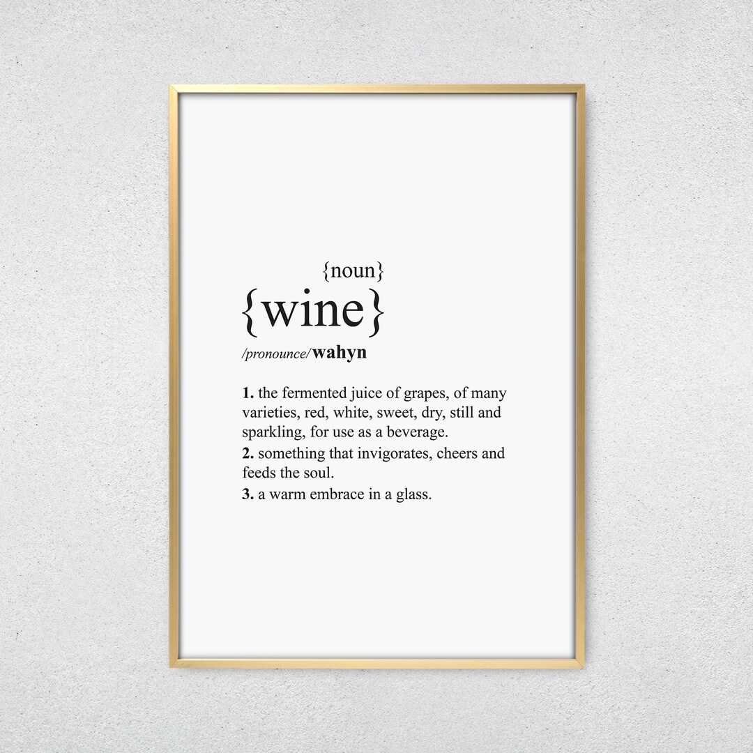 WINE Dictionary Definition Quote Print, Beer Wall Art, Room Decor ...