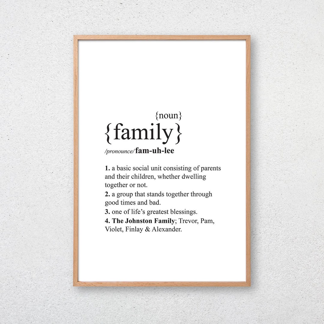 PERSONALISED FAMILY Dictionary Definition Quote Print Wall - Etsy