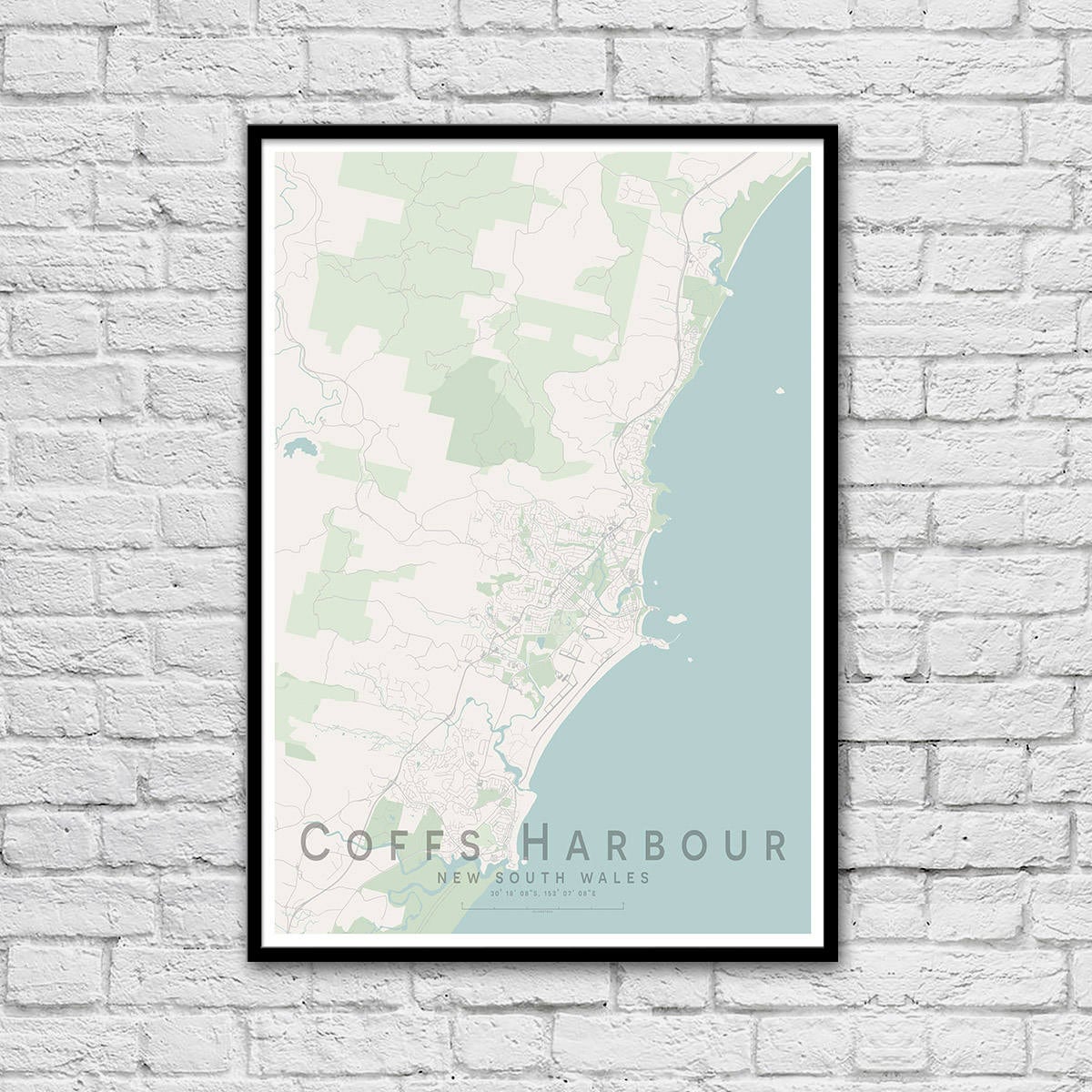 Coffs Harbour NSW City Street Map Print Wall Art Poster | Etsy