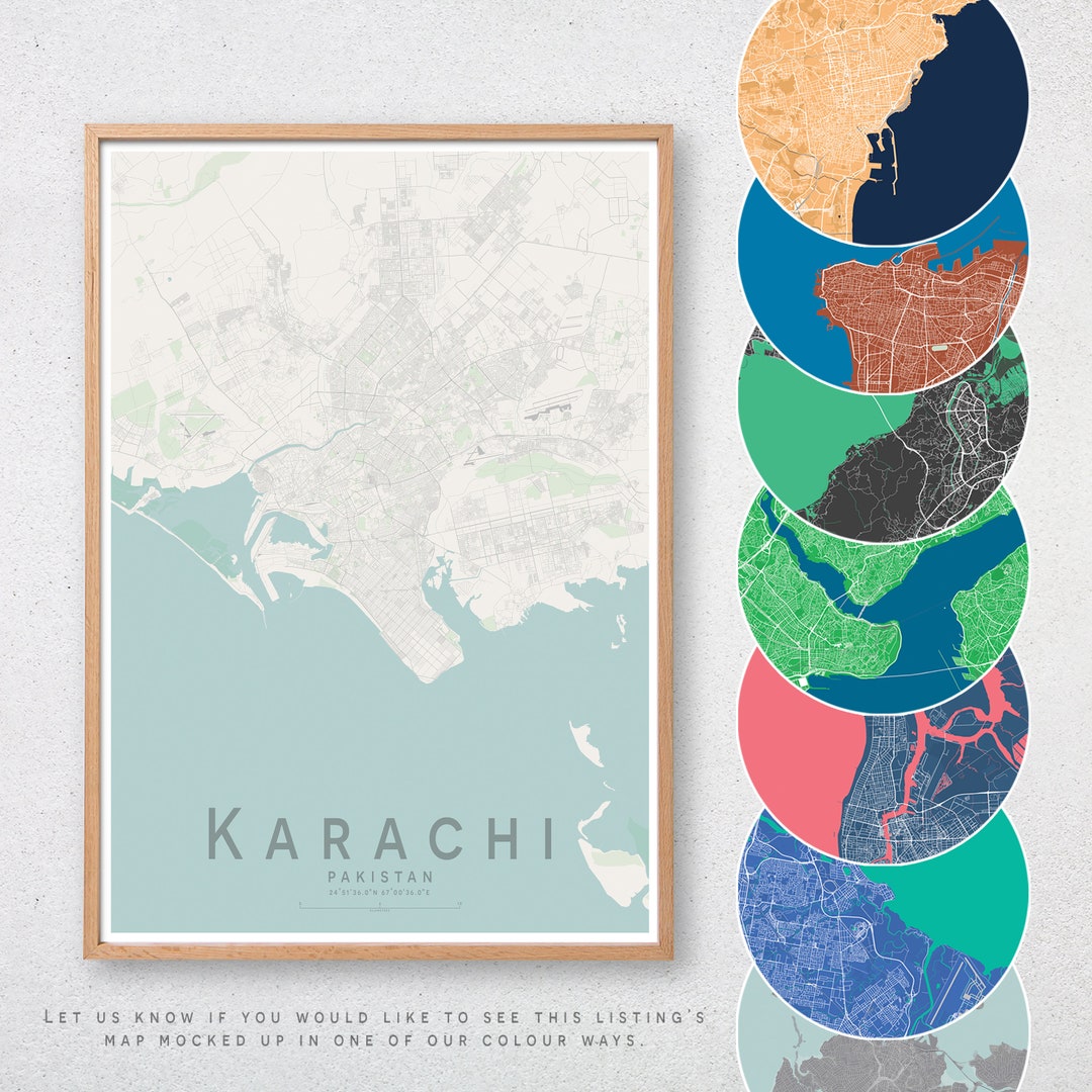 KARACHI Map Print Pakistan Wall Art Poster Wall Decor A3 A2 - Etsy
