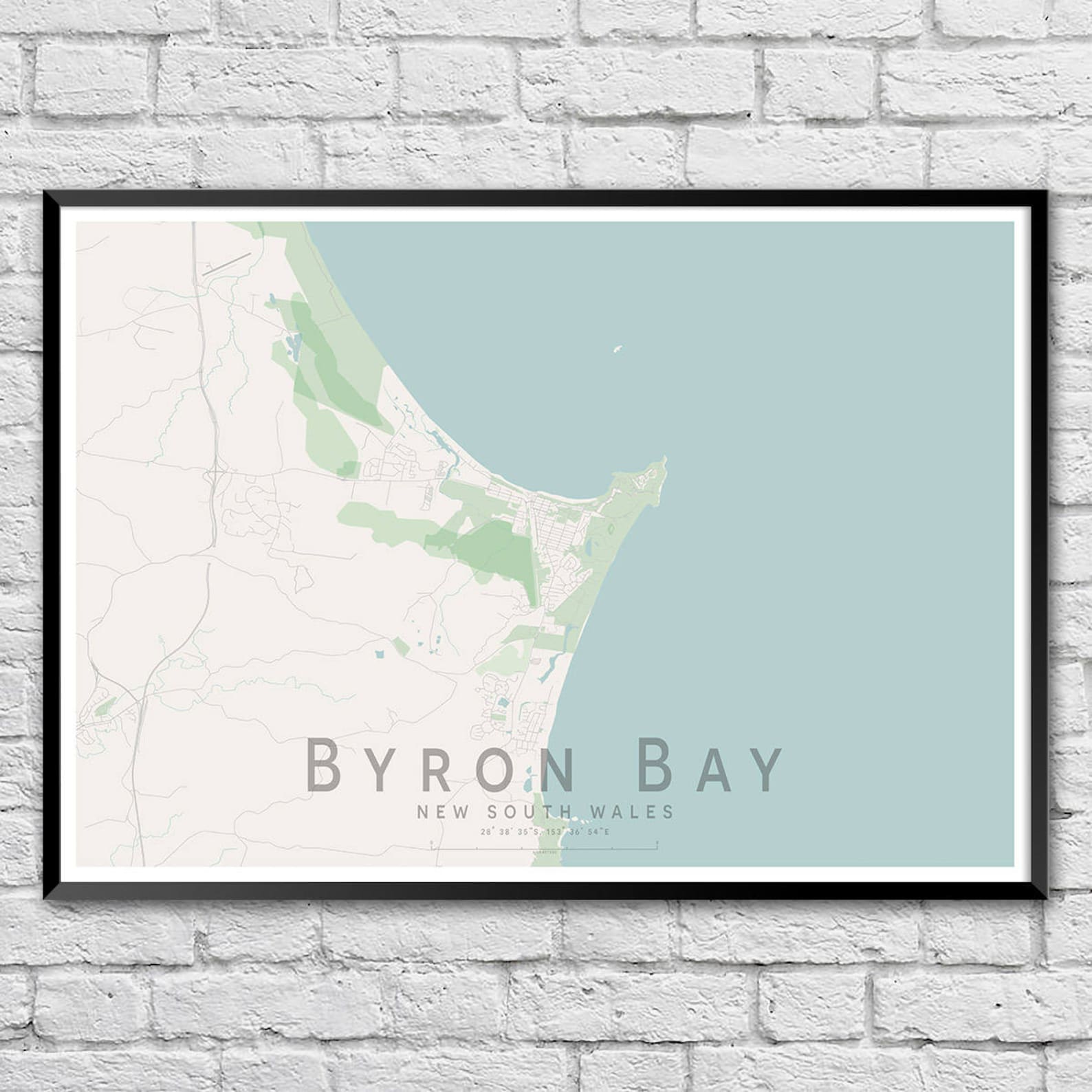 BYRON BAY Map Print Wall Art Poster New South Wales Beach - Etsy Australia