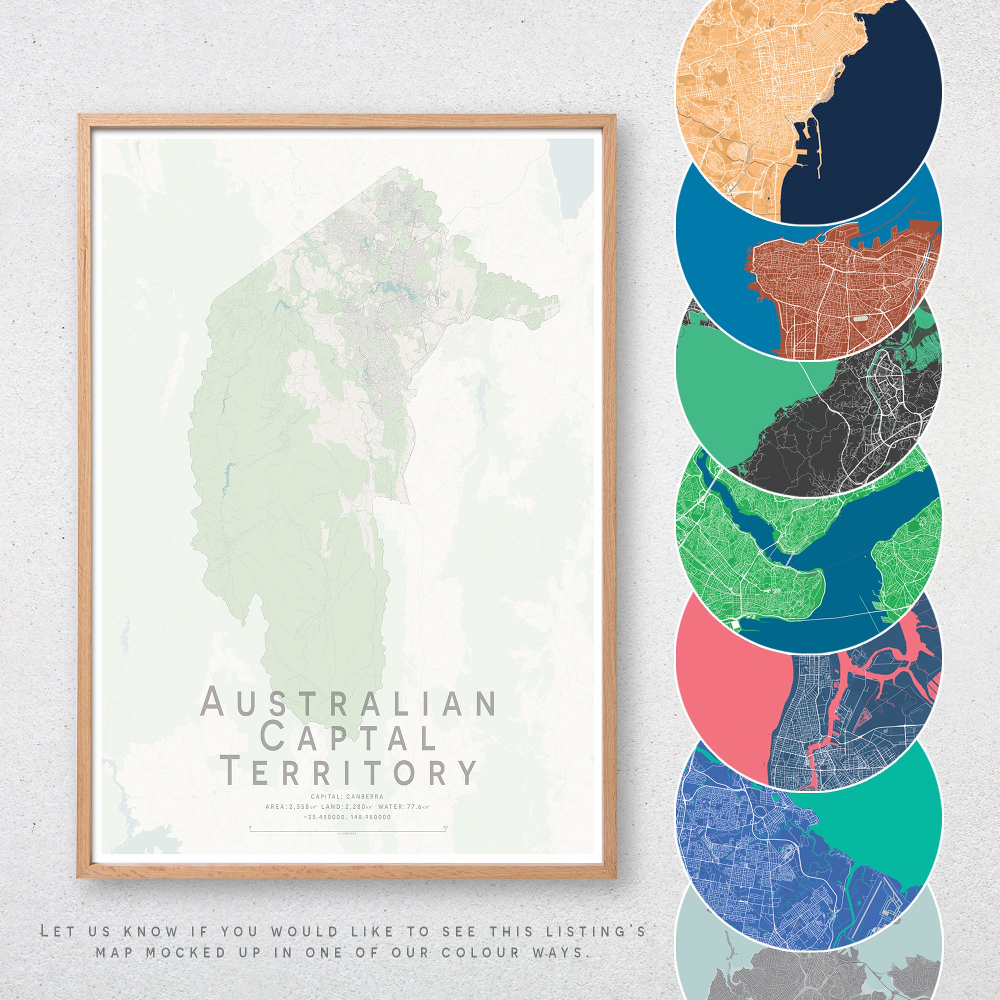 Australian Capital Territory ACT Map Print Australian State | Etsy