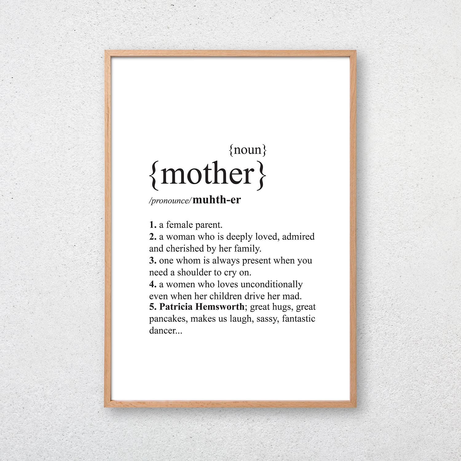 MOTHER Custom Dictionary Definition Quote Print Personalised | Etsy ...