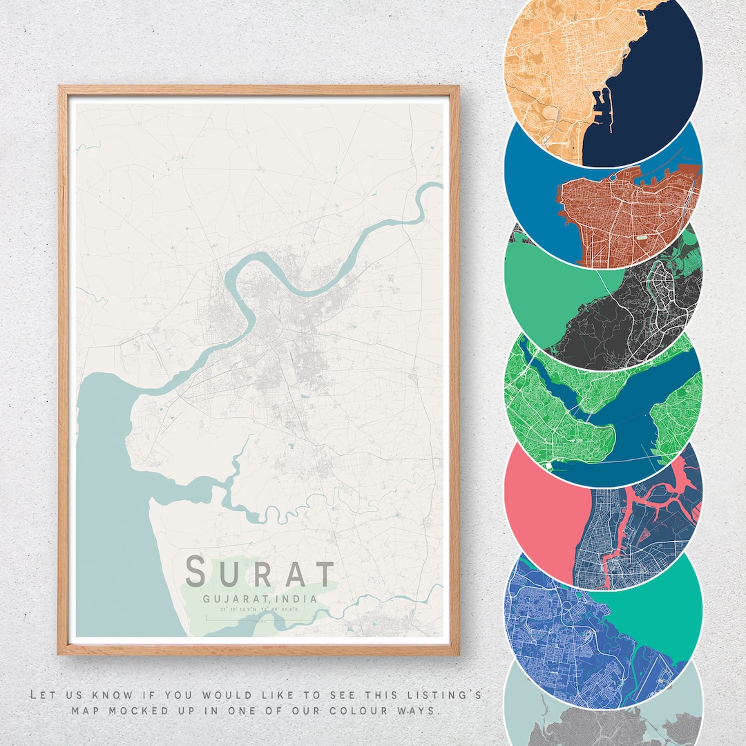 SURAT Map Print India City Map Print Wall Art Poster - Etsy.de