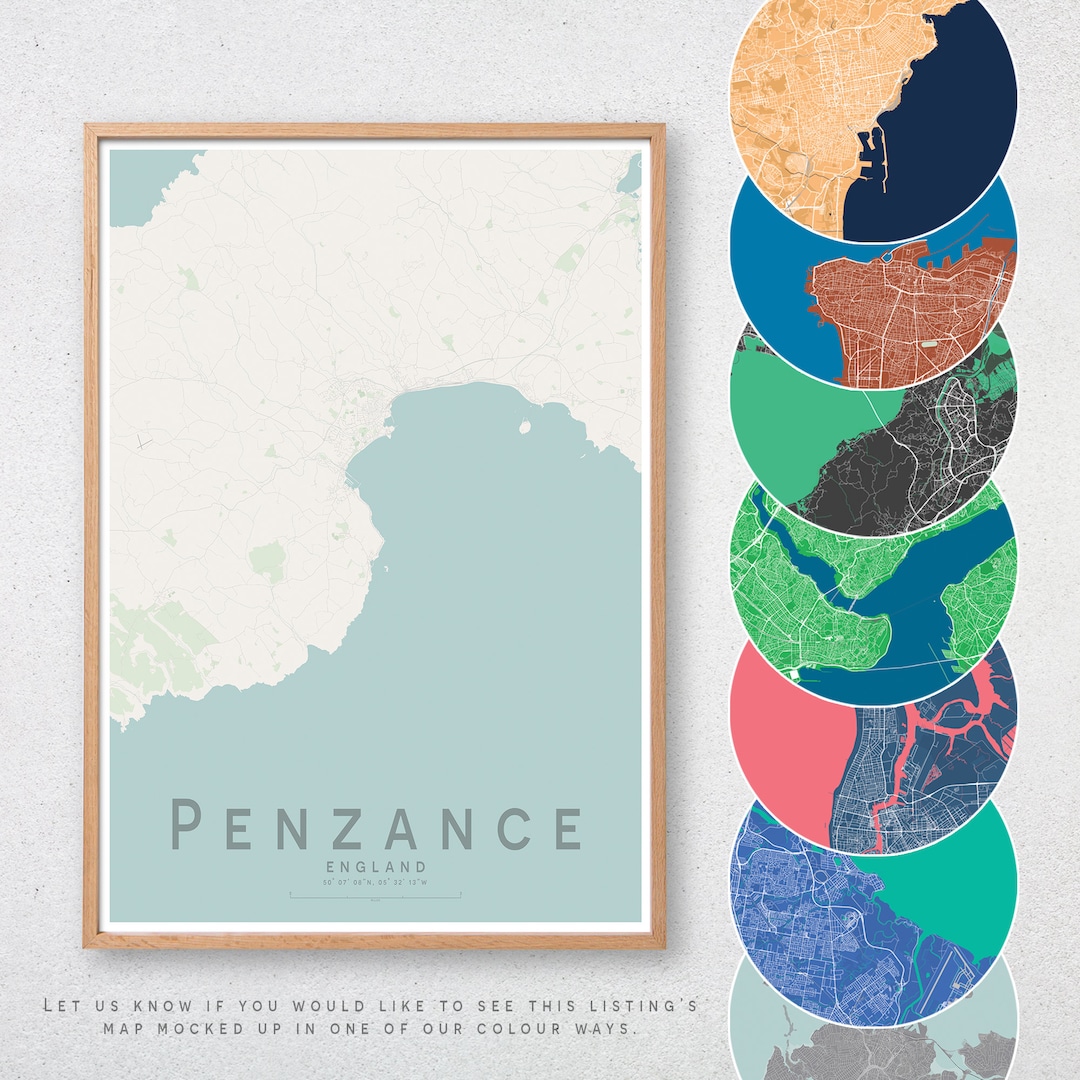 PENZANCE Map Print England City Map Print Wall Art Poster - Etsy