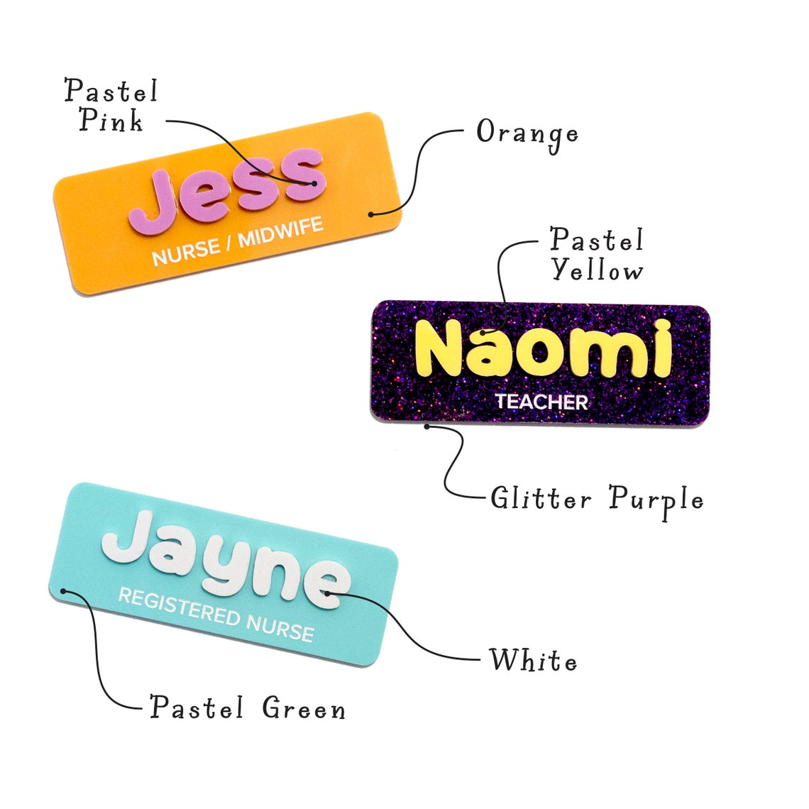 Personalised Work Name Badge | Custom Occupation Tag | Name Accessory ...
