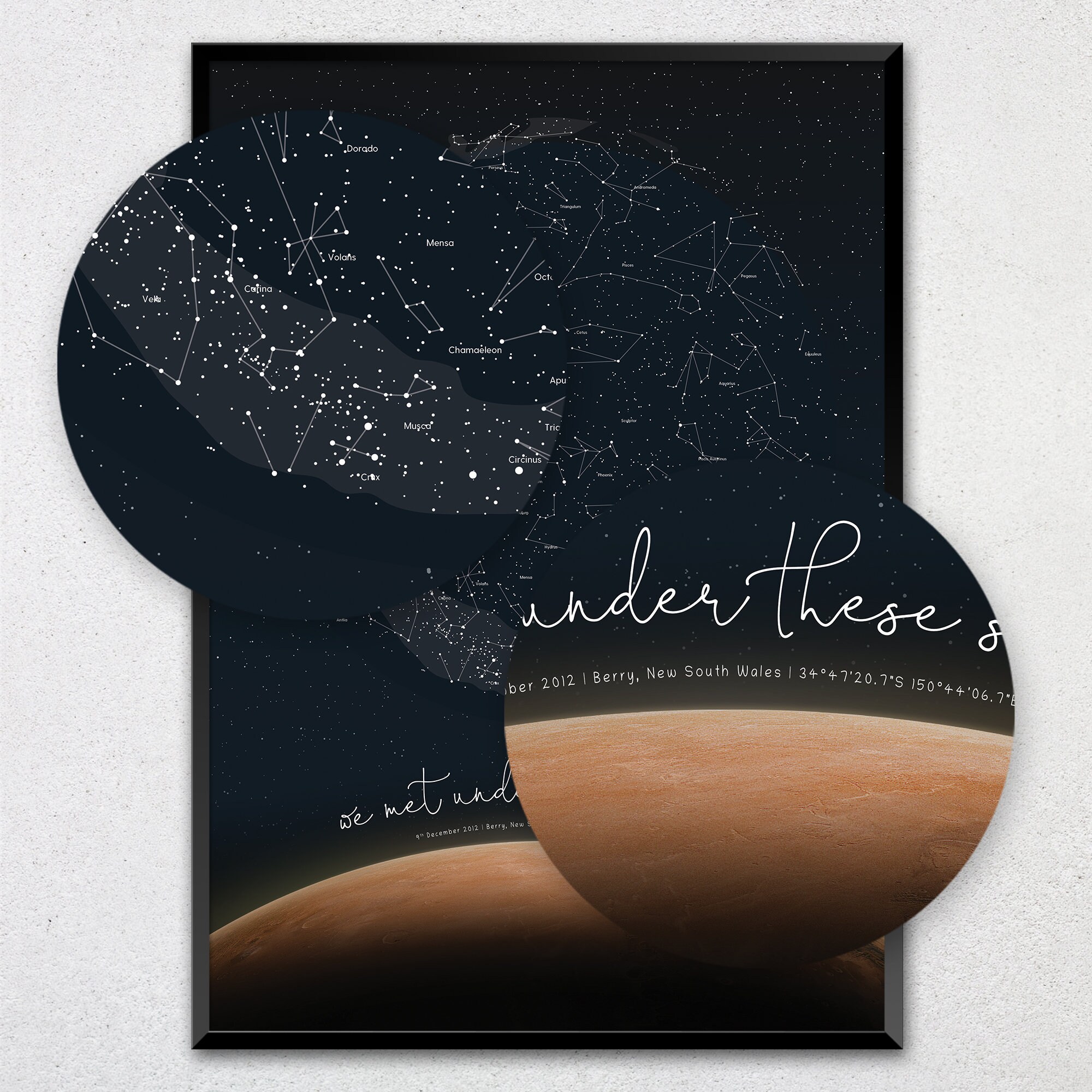 CUSTOM Mars Star Map Print Fathers Day Gift Space Personalized Poster ...