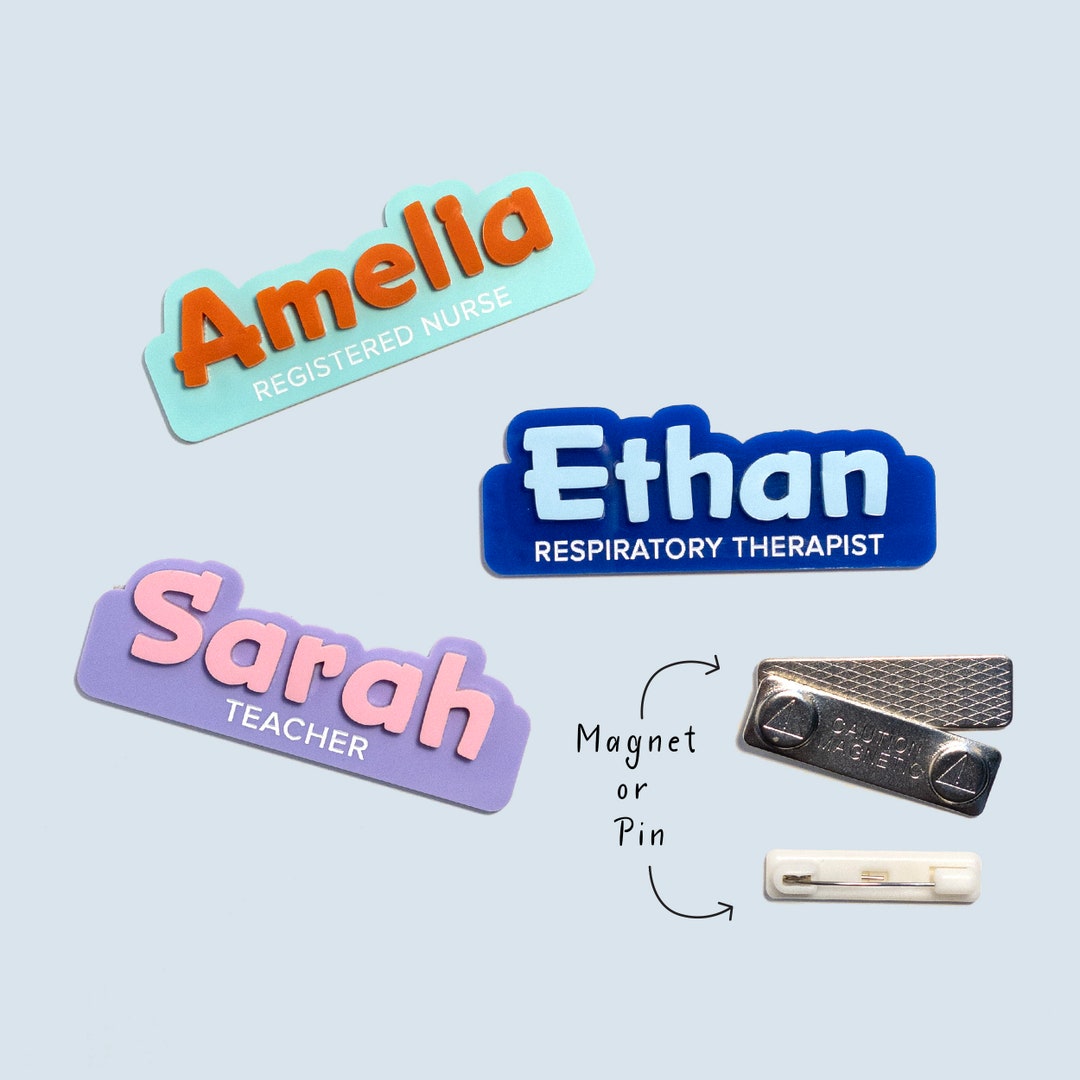 Personalised Work Name Badge | Custom Occupation Tag | Name Accessory ...