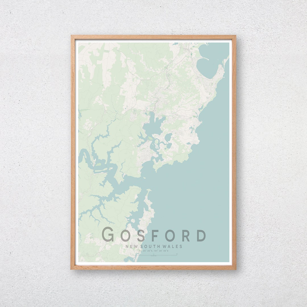 GOSFORD Map Print New South Wales Apartment Wall Art Travel Print ...
