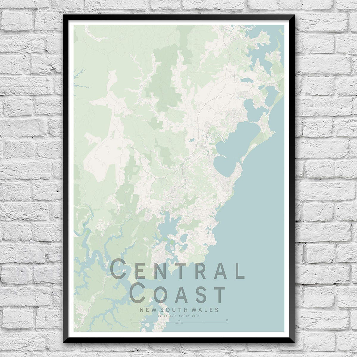 Central Coast NSW City Street Map Print Wall Art Poster A3 | Etsy